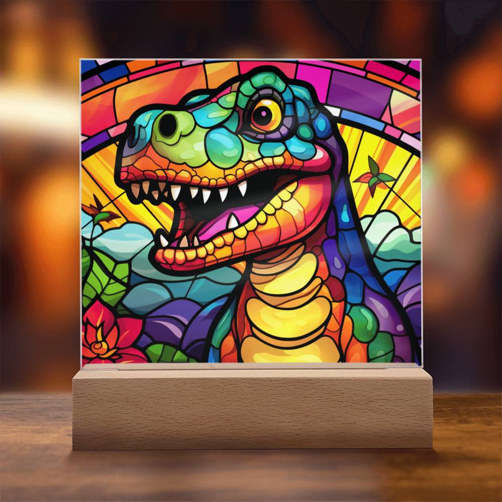 Dinosaur Stained Glass Acrylic Plaque – HayvnDesigns
